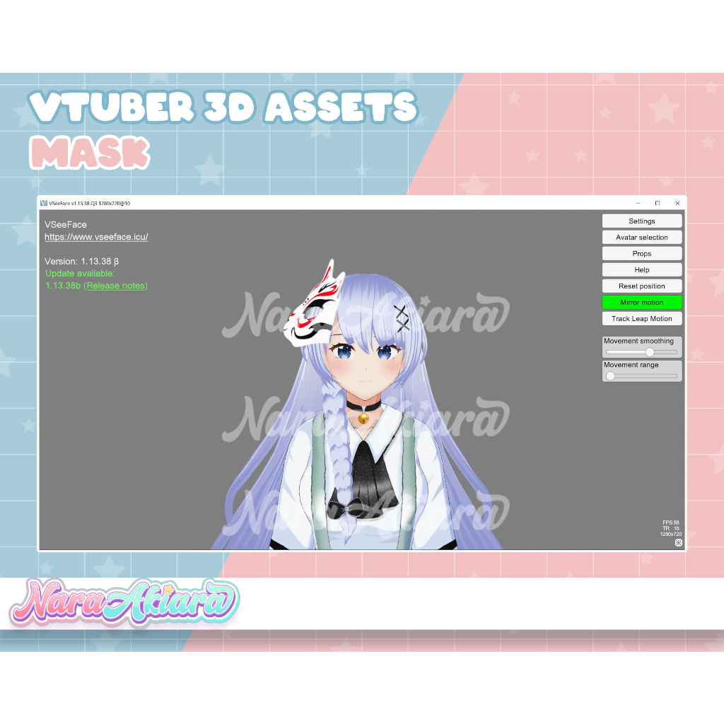 Jual Topeng Keren untuk Karakter 3D Vroid Streaming, Topeng Virtual ...