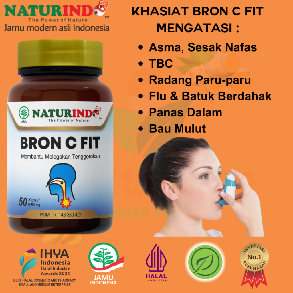 Jual Bron C Fit Naturindo Jamu Asma Batuk Bronchitis TBC Radang Paru ...