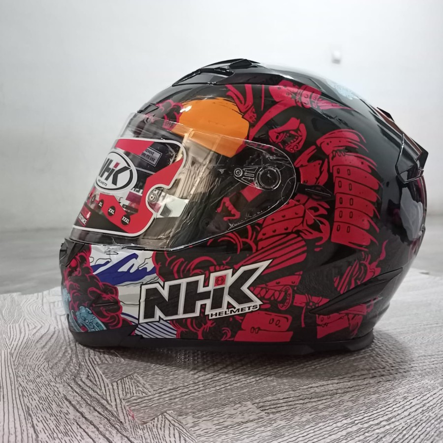 Jual HELM NHK RX9 SAMURAI BLACK RED DOUBLE VISOR HLEM FULL FACE ...