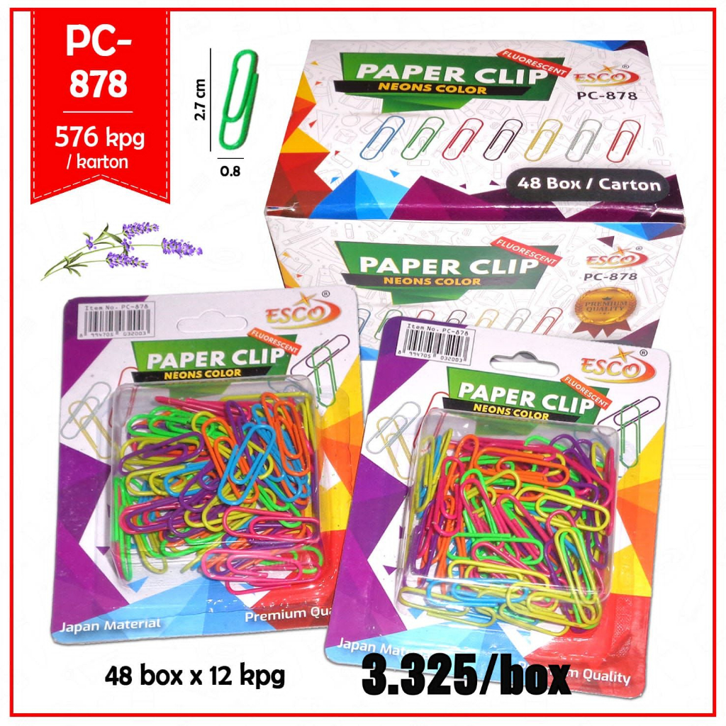 Jual Paper Clip ESCO Warna Warni PC-878 / 1 pack | Shopee Indonesia