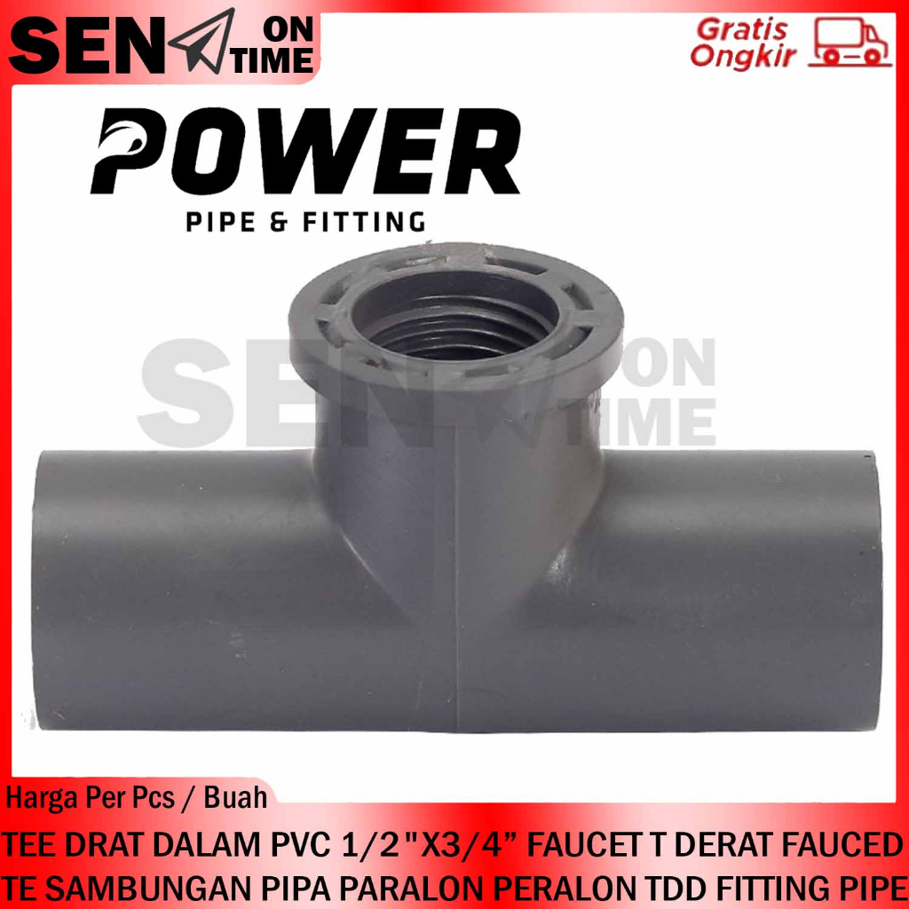 Jual TEE DRAT DALAM PVC 1/2"X3/4” FAUCET T DERAT FAUCED TE SAMBUNGAN PIPA PARALON PRALON PERALON ...