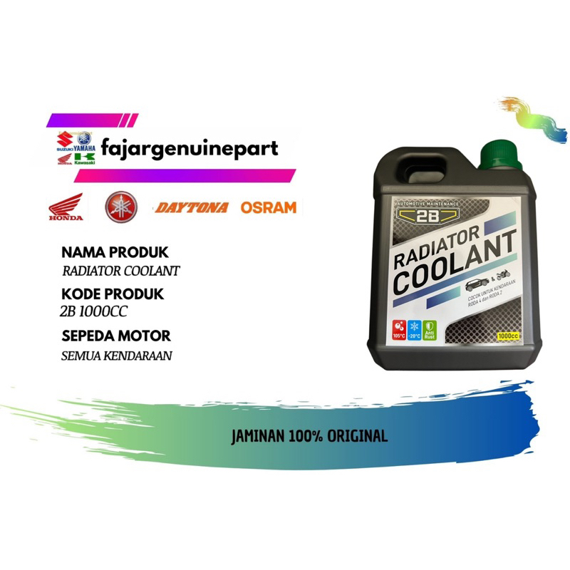Jual CAIRAN RADIATOR COOLANT HIJAU 2B 1LITER UNTUK MOTOR DAN MOBIL ...