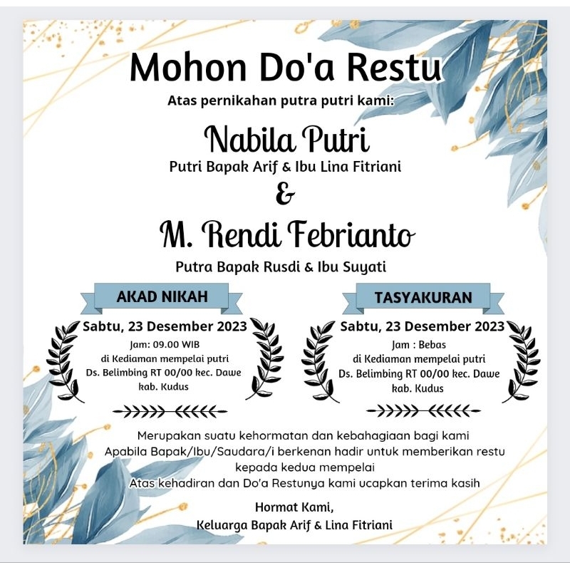 Jual Undangan tutup nasi berkat / Samir berkat / tutup berkat / slamir ...