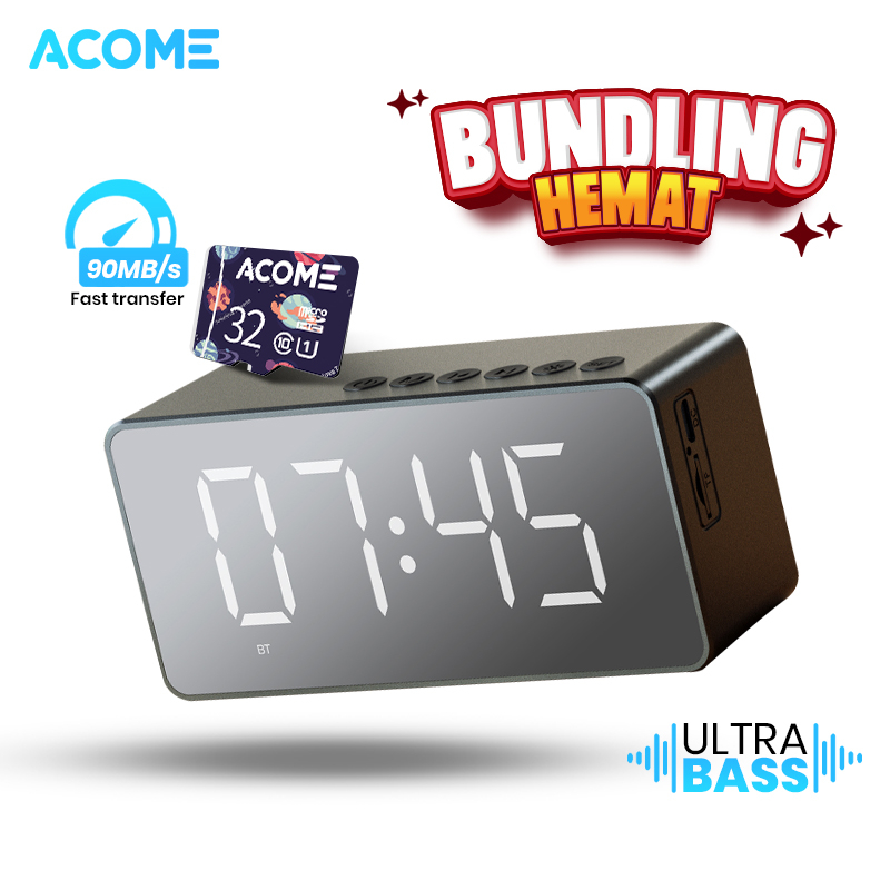 Jual ACOME Special Bundling Speaker Bluetooth 5.2 Jam Alarm LED Display ...