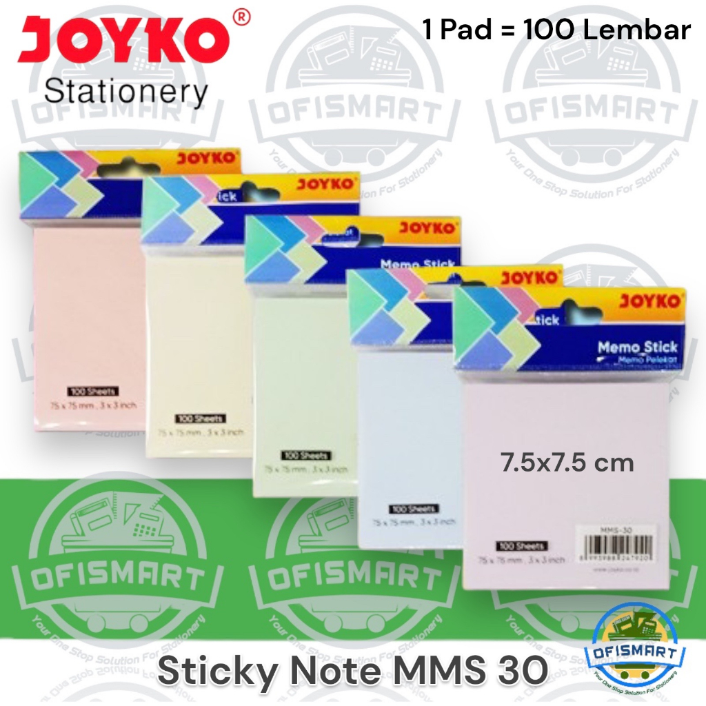 Jual Joyko Sticky Note Kertas Memo Tempel Pastel MMS-30 | @1Pack | Shopee Indonesia