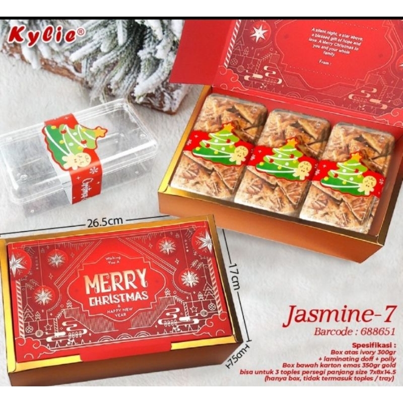 Jual Christmas Box Natal 3 toples 350gr persegi Panjang Box Natal Kue ...