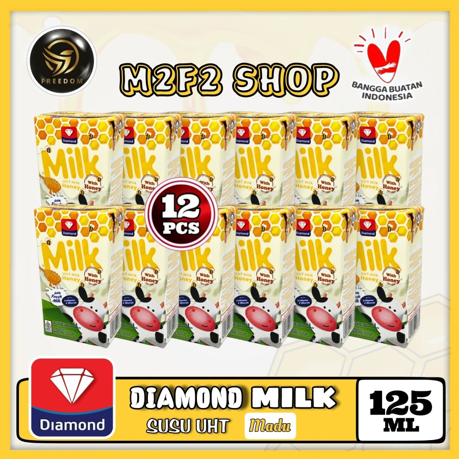 Jual DIAMOND Milk Susu Kotak UHT Honey | Rasa Madu - 125 ml (Kemasan 12 Pcs) | Shopee Indonesia