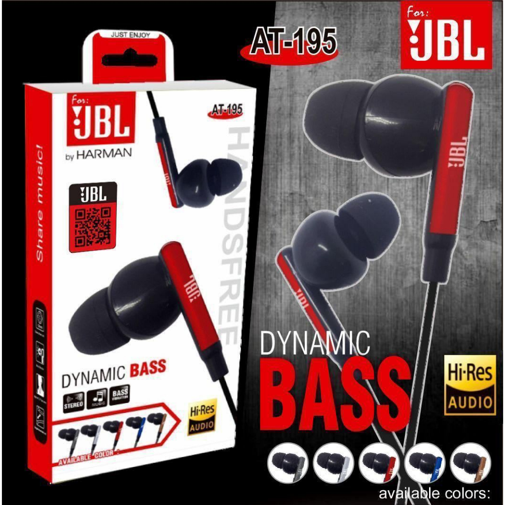 Jual (RA) HF HEADSET JBL AT-195 DYNAMIC BASS PACKING IMPORT | Shopee ...