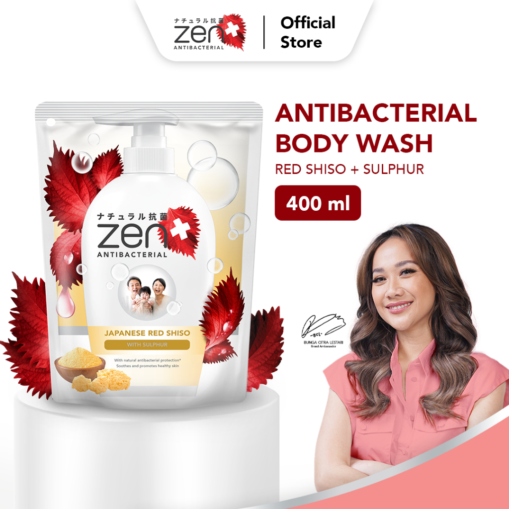 Jual Zen Antibacterial Body Wash Shiso & Sulphur Refill 400ml | Shopee Indonesia