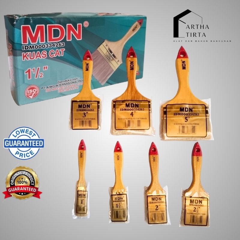 Jual Kuas Cat MDN 1", 1 1/2", 2", 2 1/2", 3" Inch / Kuas Cat Tembok Kayu dan Besi | Shopee Indonesia