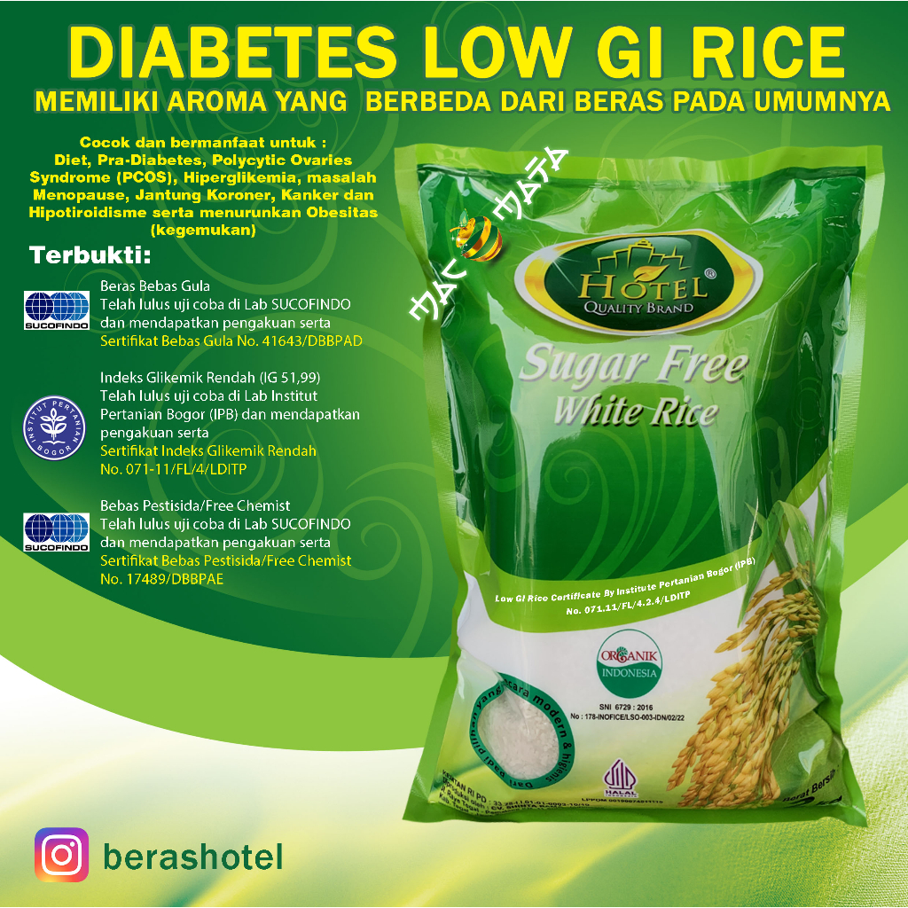Jual Beras Diabetes Organik 2 kg - BERAS DIABETES LOW GI White Rice ...