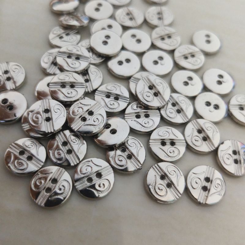 Jual 100 Pcs Kancing ful Silver motif ukuran 13 mm | Shopee Indonesia