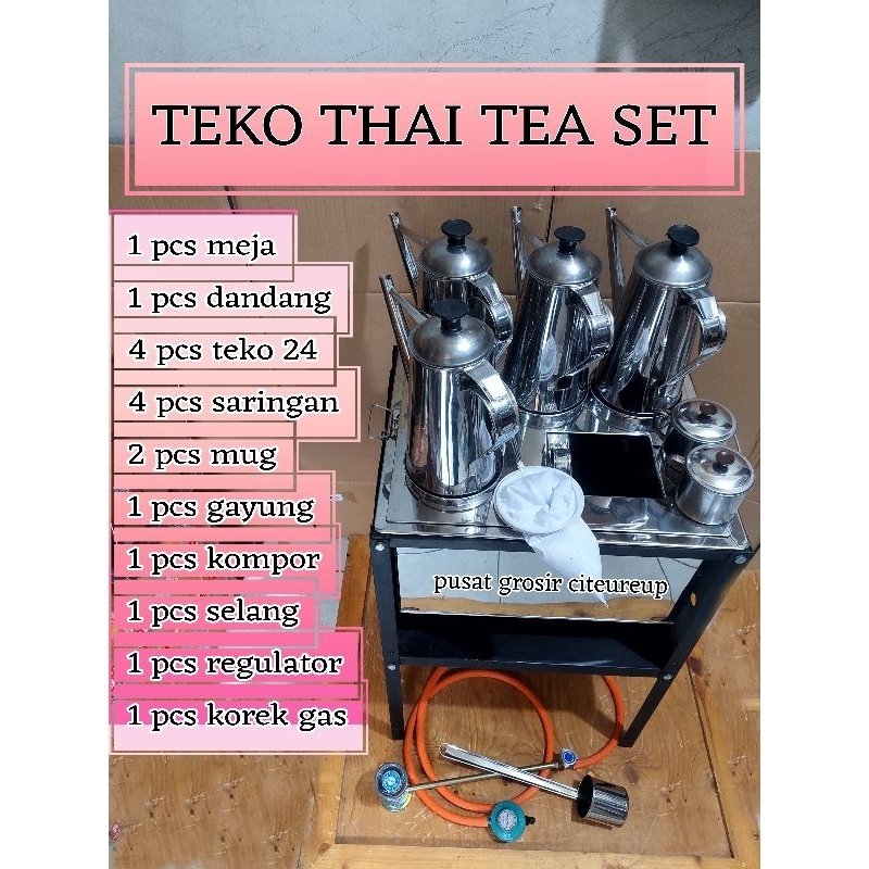 Jual Teko Thai Tea Set Lengkap Meja/Dandang Uap Thai tea Teh Tarik ...