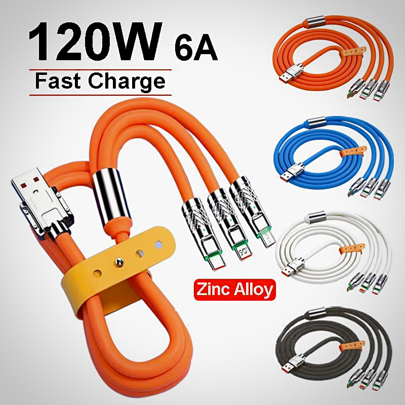 Jual GORILA 3in1 Kabel Data Cabang 3 Fast Charging 120W 6A Untuk Micro ...