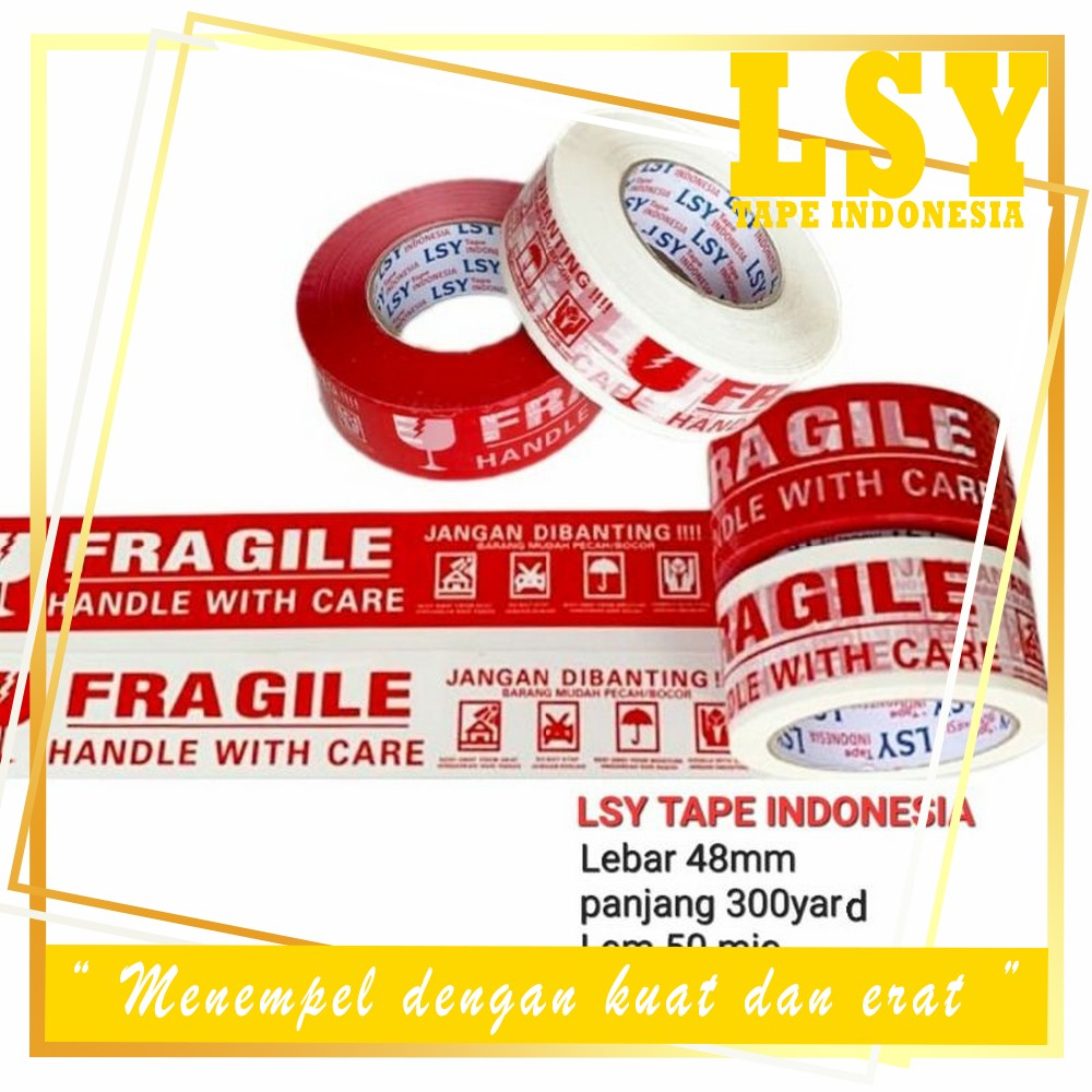 Jual LSY Lakban Fragile Putih Full 48mm x 300yard Full Super Lengket ...