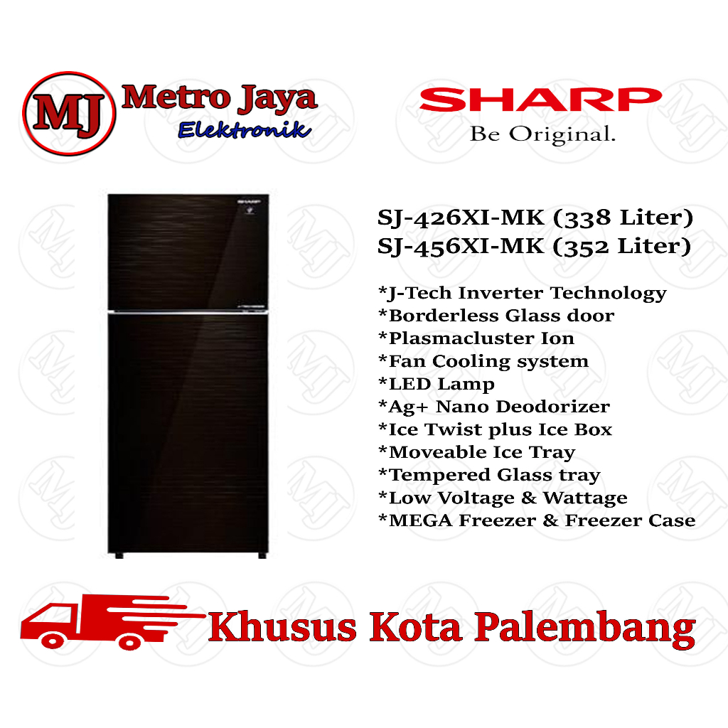 Jual Kulkas 2 pintu Sharp SJ-456GI-MK Shine J-Tech Inverter Series SJ 456 GIMK 352L | Shopee ...
