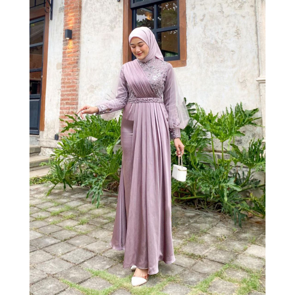 Jual TERMURAH!!! ADEVA DRESS BROKAT KOMBINASI FASHION MUSLIM WANITA GAMIS ADEEVA BISA COD ADA ...