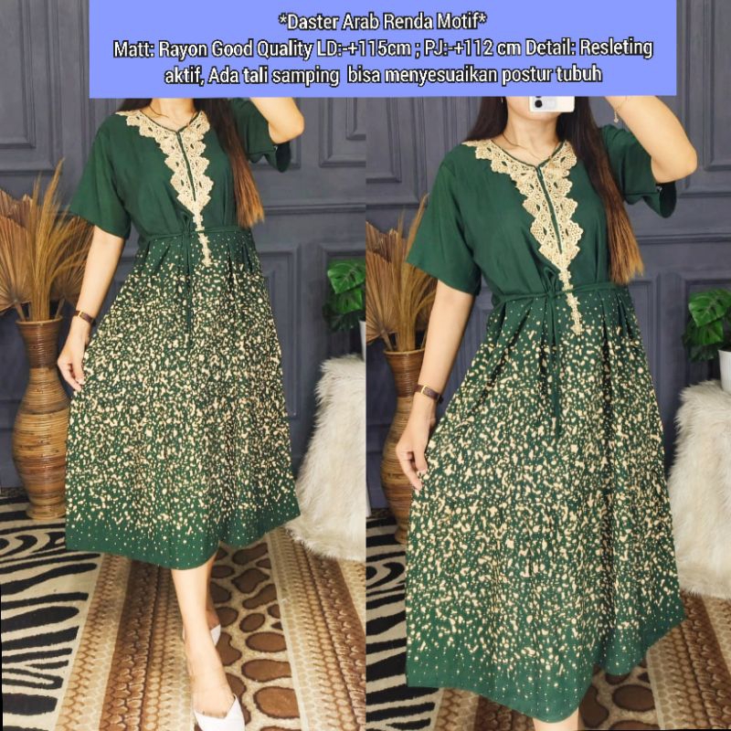Jual Daster Dress Arab Renda Mewah Ana Resleting Busui / Daster Arab ...