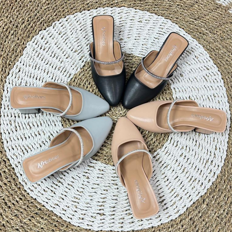 Jual Afrishoes Trista Sandal Heels Wanita Mules 5cm | Shopee Indonesia