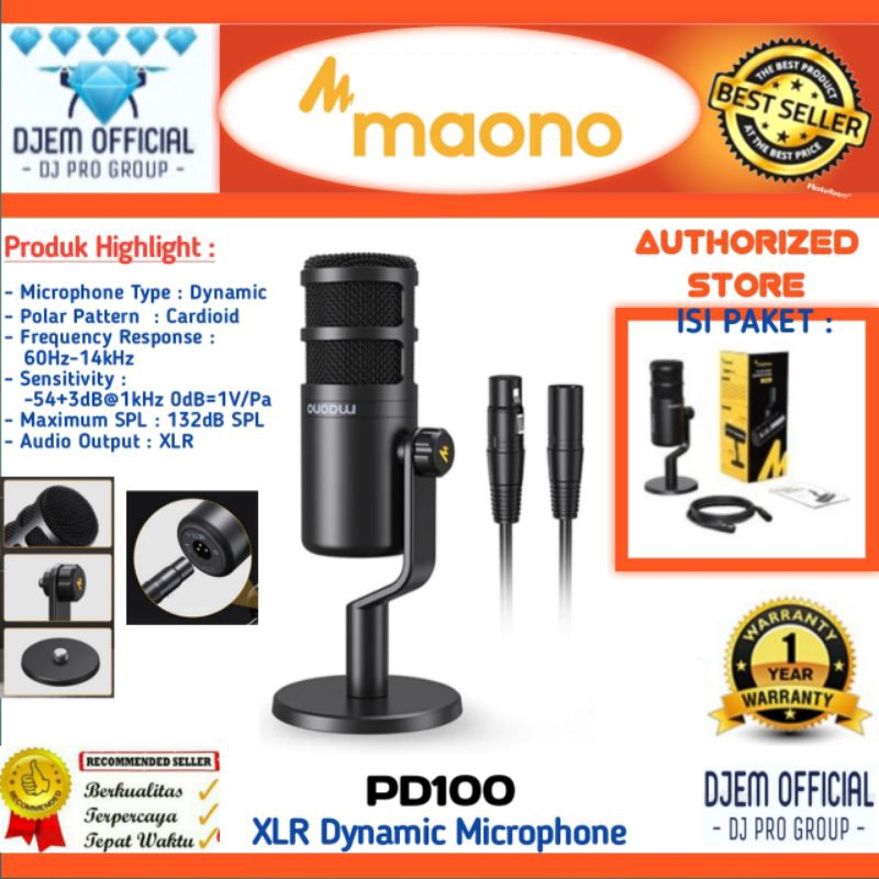 Jual Maono PD100 XLR Dynamic Microphone Cardioid Podcast Recording Live ...