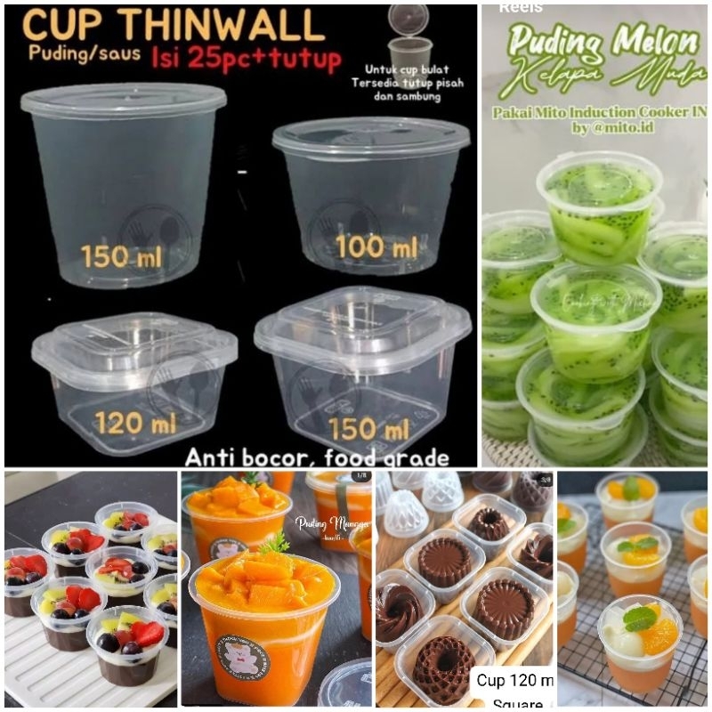 Jual Thinwall Cup Puding Merpati Round Square 100ml 120ml 150 ml Tempat ...