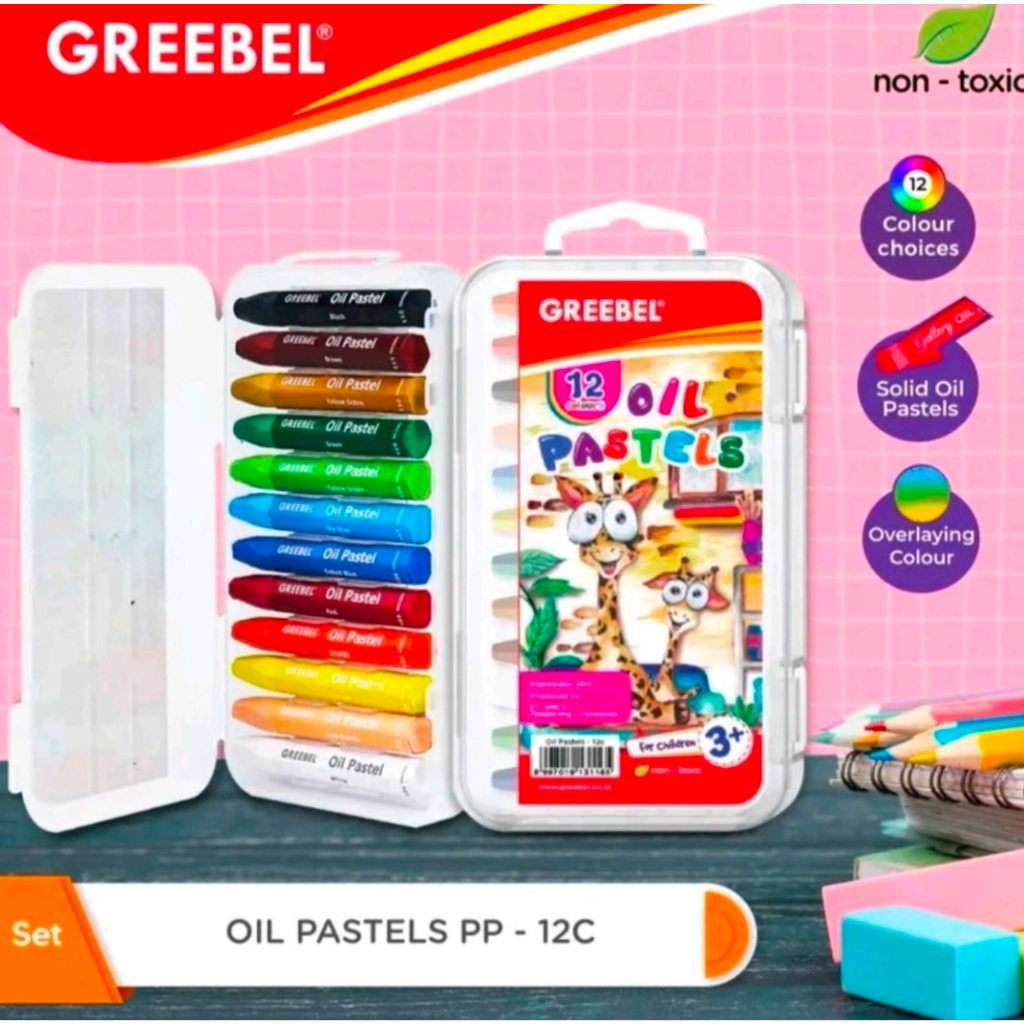 Jual GREEBEL Crayon Krayon Kids Oil Pastel 12 Warna (12C) | Shopee ...