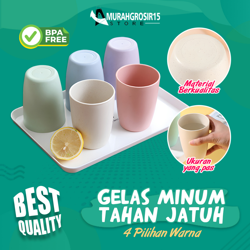 Jual Minum Cup Cangkir Tahan Jatuh / Gelas Jerami Gandum Food Grade ...