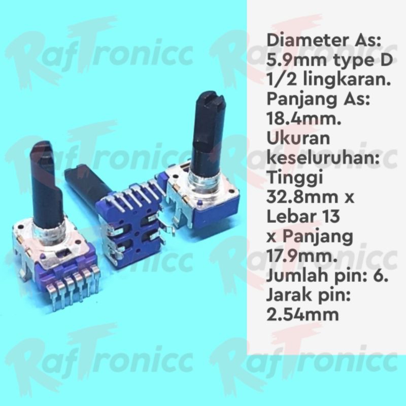 Jual Potensio Mixer B50K Stereo Center 6Pin Biru Segi 5.9mm Super ...