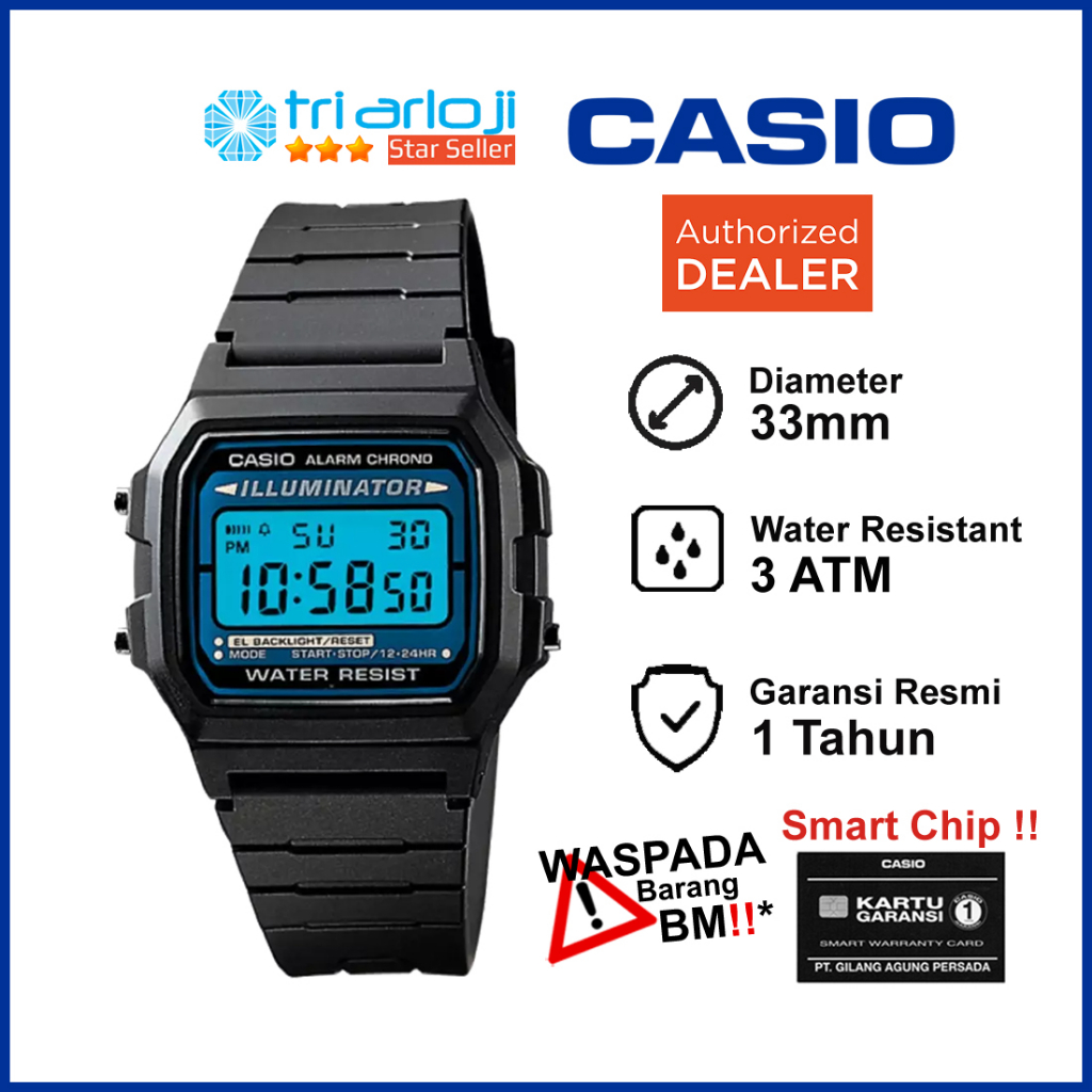 Jual CASIO F-105W-1ADF Jam Tangan Unisex Digital Rubber Hitam Biru F ...