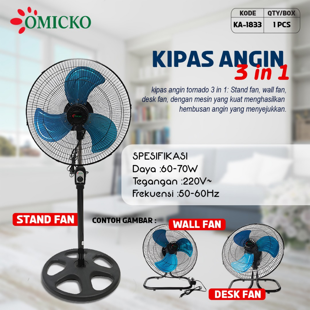 Jual Kipas Angin Besi Tornado 3in1 18" Omicko | Shopee Indonesia