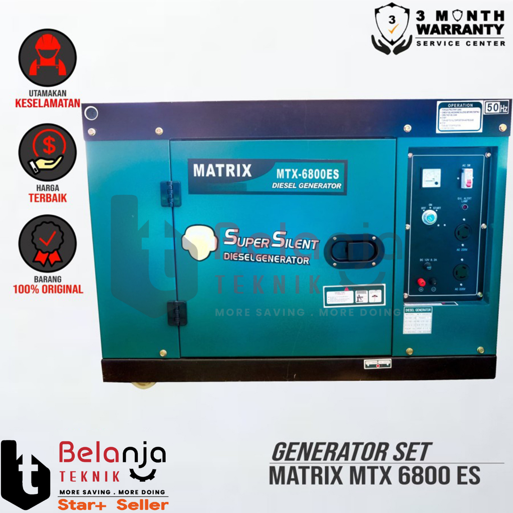 Jual Genset Diesel Super Silent Matrix MTX 6800 ES 5000 Watt Generator ...