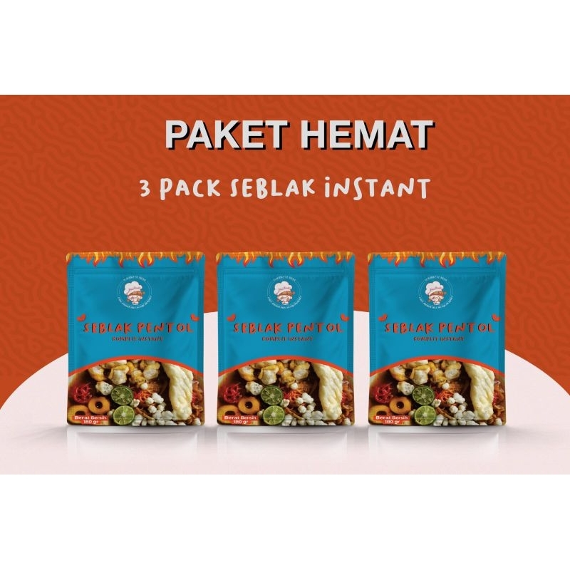Jual SEBLAK INSTAN KUAH PENTOL KOMPLIT JUMBO HALAL PAKET HEMAT 3 PACK ...