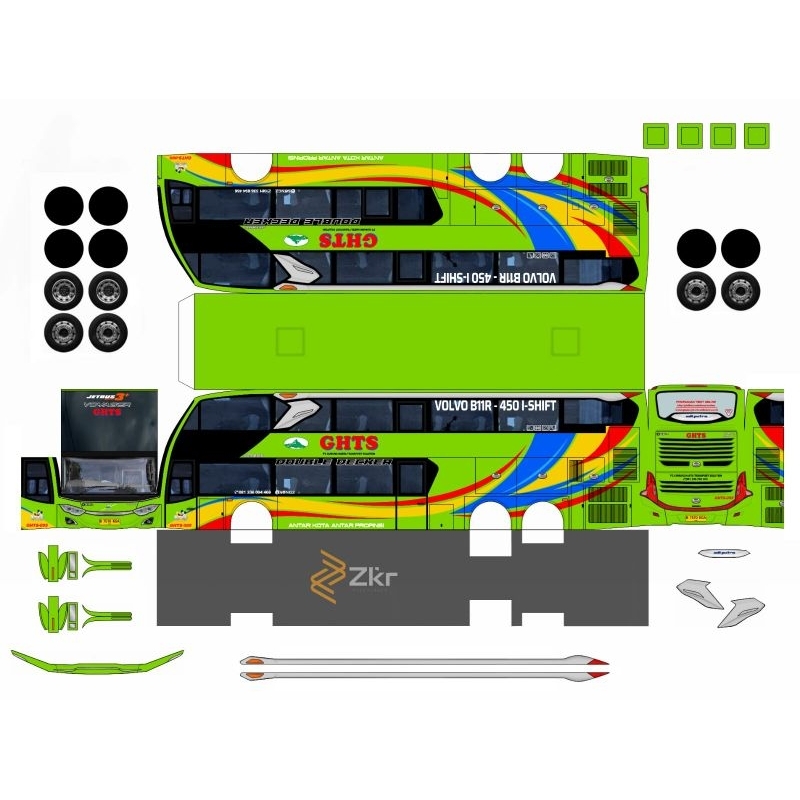 Jual Lembaran Pola Papercraft Bus skala 50 Tuan muda nafit trans putra ...
