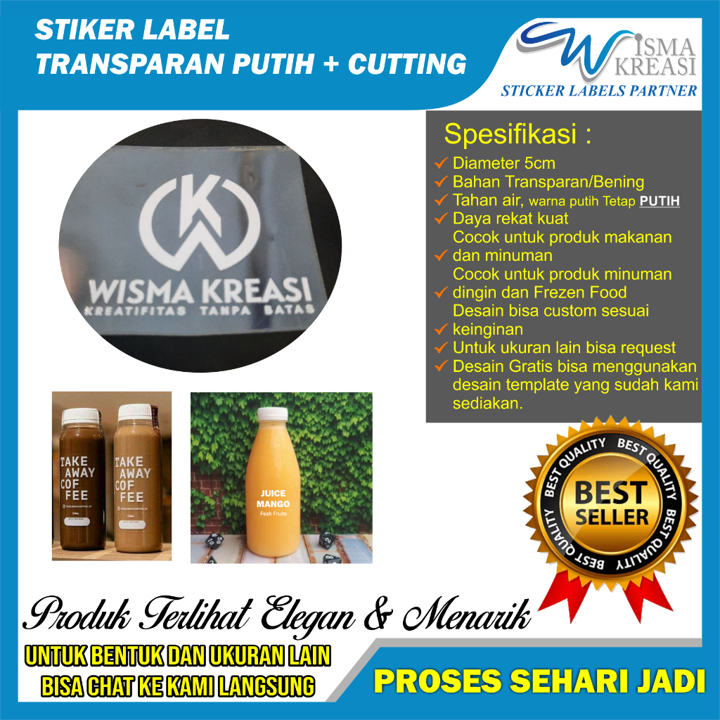 Jual Cetak Stiker Transparan Tinta Putih A3 + Kiss Cutting | Shopee ...