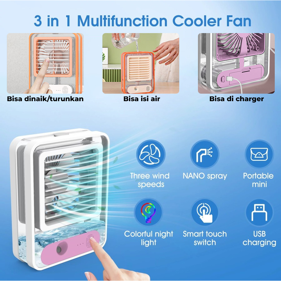 Jual Kipas Angin Mini Air Cooler Fan Portable Humidifier Lampu LED ...