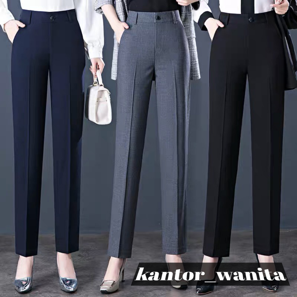 Jual Celana Kerja Wanita Kantor Formal Bahan Dasar Kain Ukuran S-5XL ...