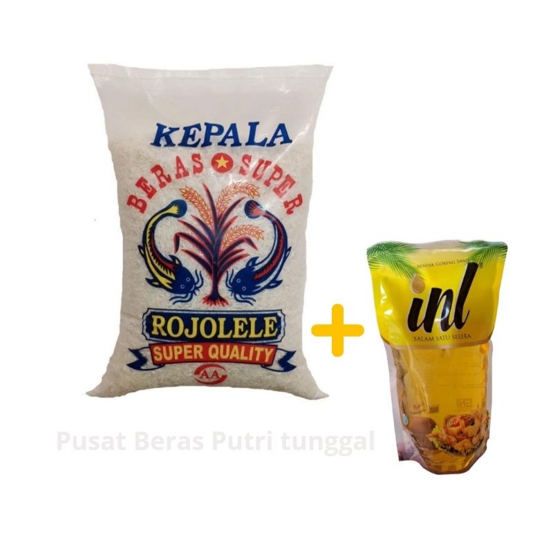 Jual paket sembako beras rojolele 5kg + minyak goreng INL / fetta 900ml ...
