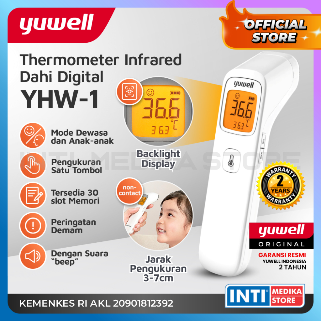 Jual YUWELL - Thermometer Infrared YHW5 | Termometer Digital Non Kontak | Shopee Indonesia