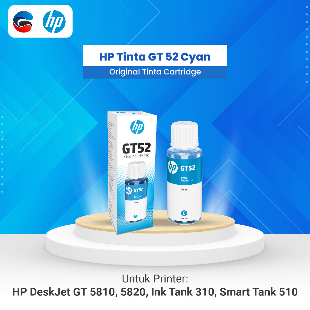 Jual Tinta HP GT52 GT 52 Cyan Original Ink Bottle [M0H54AA] | Shopee ...