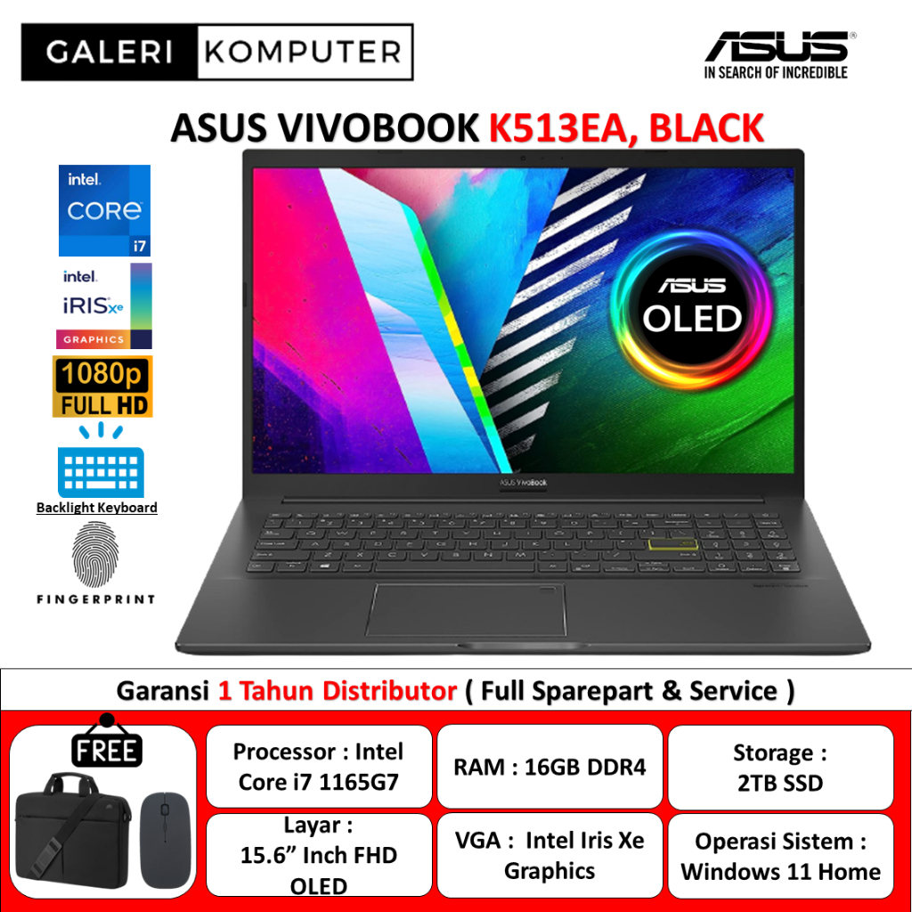 Jual LAPTOP ASUS VIVOBOOK 15 K513EA INTEL CORE I7 1165G7 16GB 2TB SSD ...