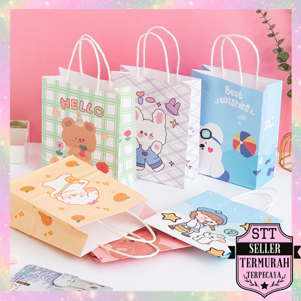 Jual STT Paperbag Karakter Kartun Beruang Lucu Goodie Bag Motif Rabbit ...