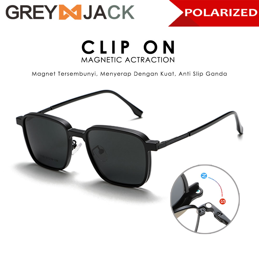 Jual Grey Jack Frame Kacamata Clip On 4in1 Lens Polarized Night Drive Metal Ringan Bisa Minus ...