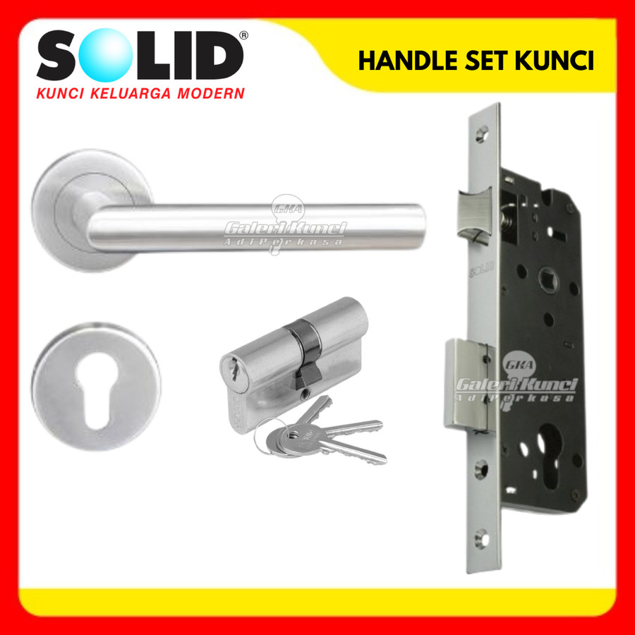 Jual Handle Pintu Set SOLID 61.41 US32D Paket Gagang Kunci Pintu Kayu ...