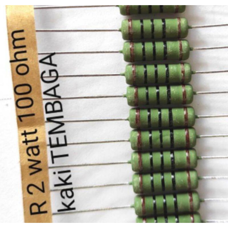 Jual 10 Buah Resistor 2watt 100 Ohm Taiwan Kaki Tembaga Resistor 2w