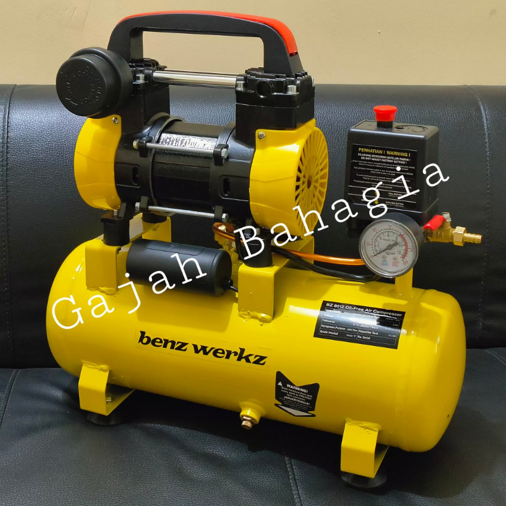 Jual Mesin kompresor 1hp 12 Liter 750 Watt Oiless Silent Compressor ...
