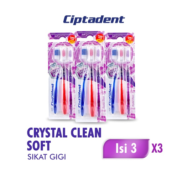 Jual Ciptadent Sikat Gigi Crystal Clean Soft Kotak Isi 3 Pcs x3 ...