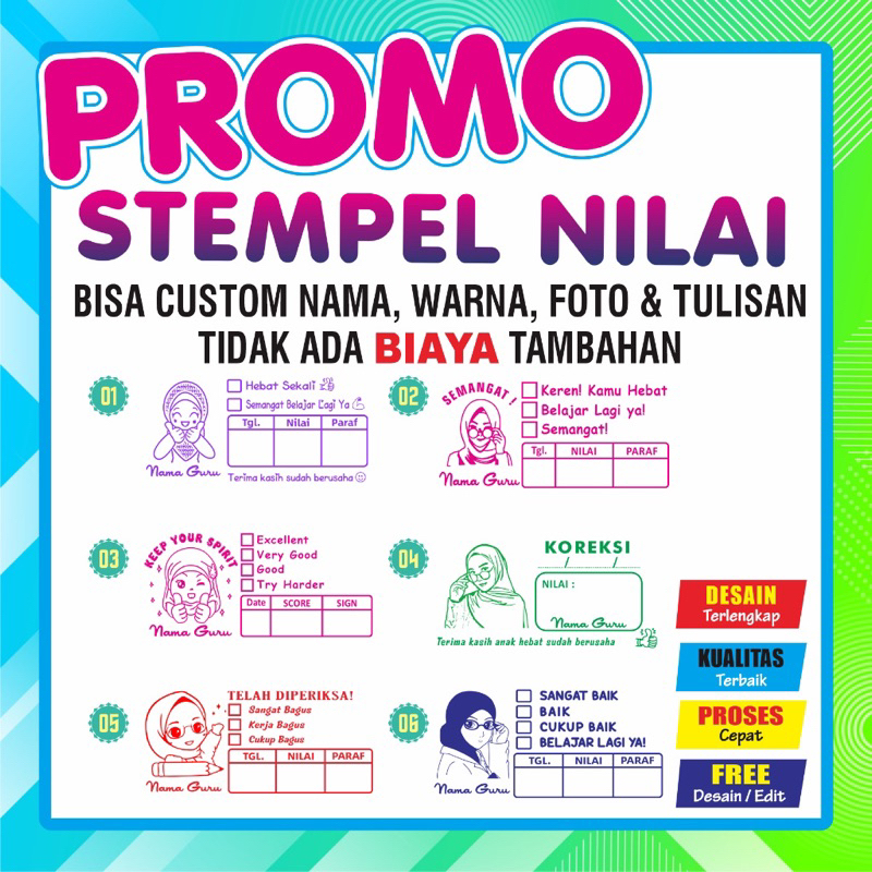 Jual Promo!!!! Stempel Nilai Guru Reward Murah proses cetak 15 menit ...