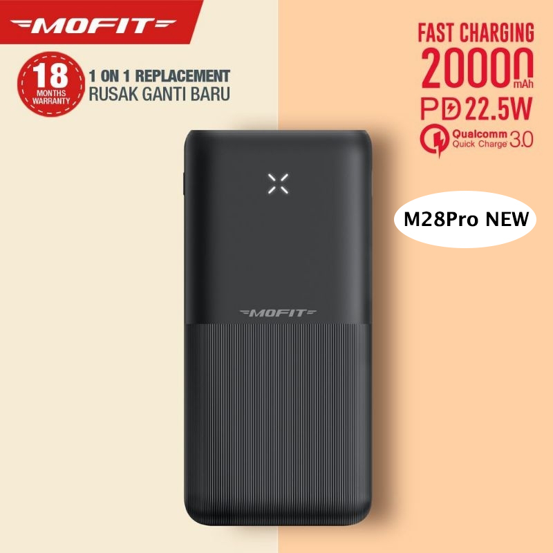 Jual Mofit M28PRO / M27PRO Powerbank 20000mAh PD 22.5W QC 3.0 Fast Charging iPhone Android LED ...