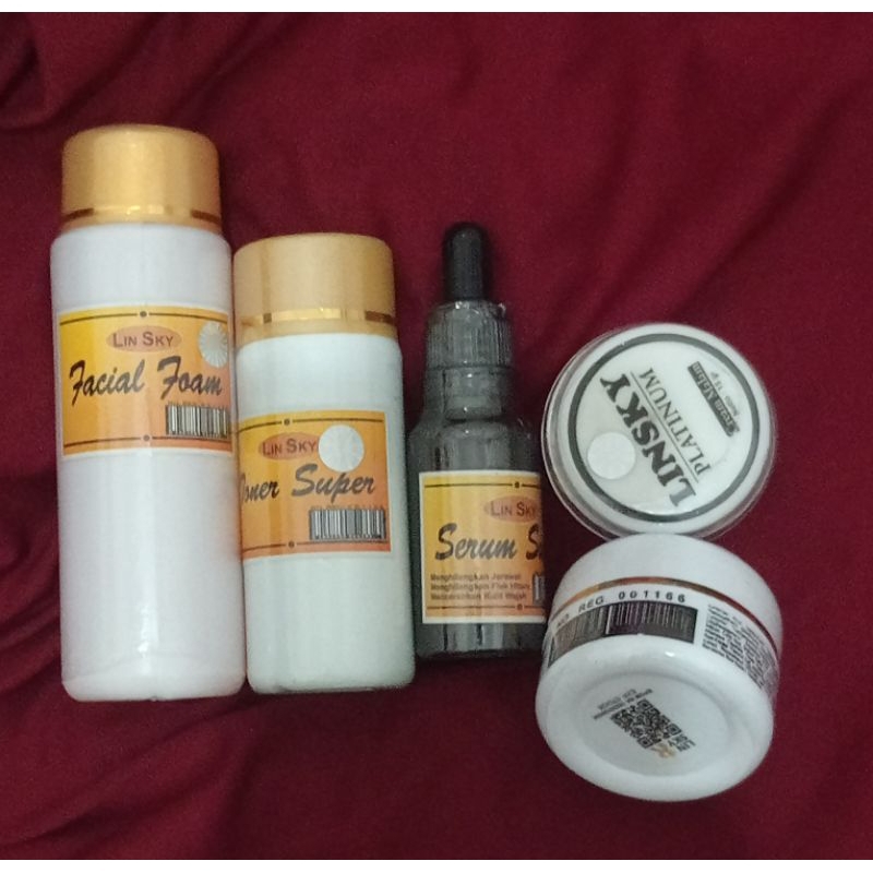 Jual sepaket CREAM linsky full putih+platinum buat muka kusam original ...