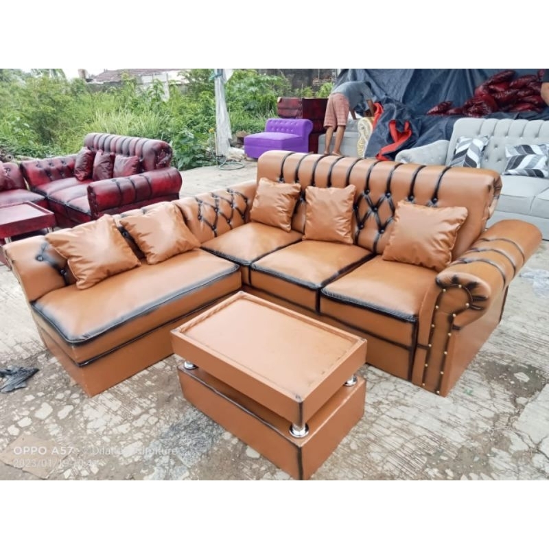 Jual Sofa L kancing /L minimalis /sofa kancing | Shopee Indonesia